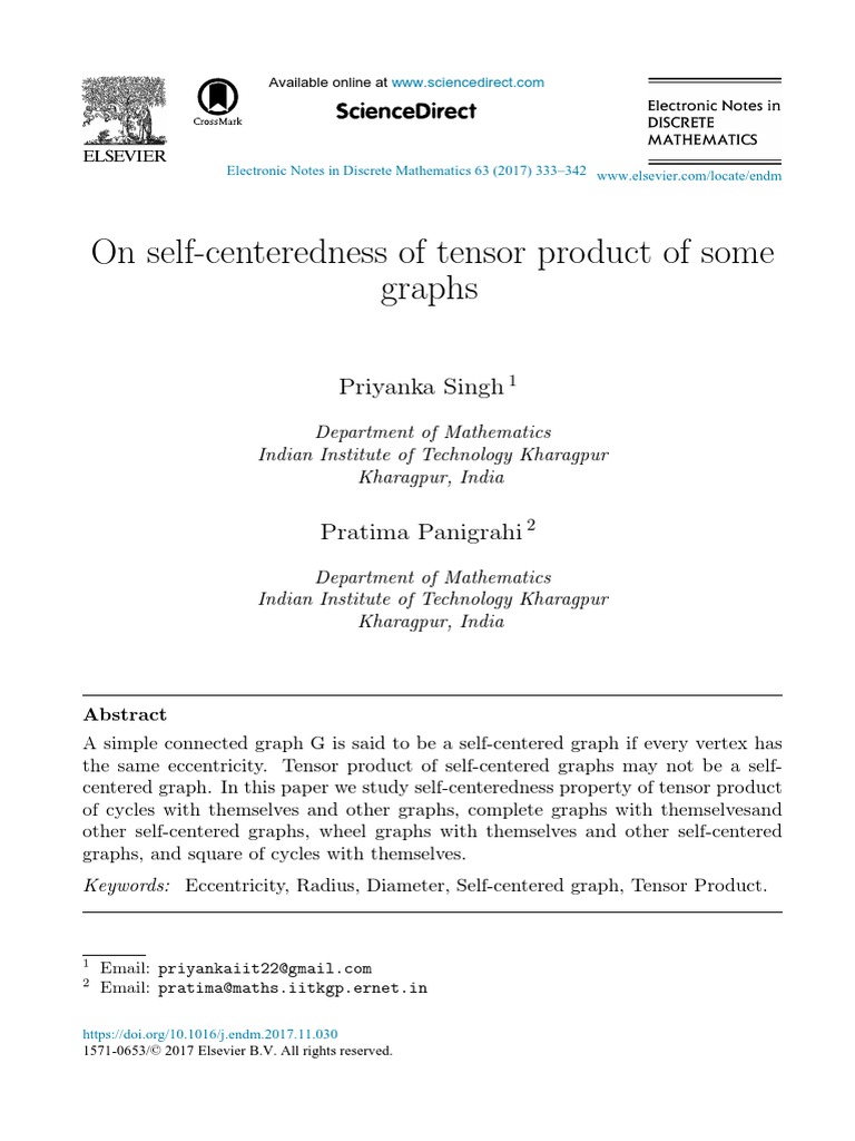 On Self-Centeredness of Tensor Product of Some Graphs | PDF | Vertex (Graph Theory) | Graph Theory
