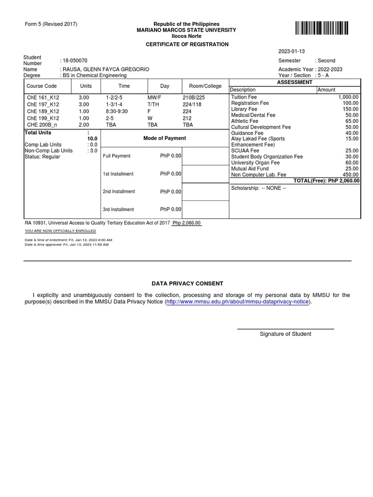 Republic of The Philippines Mariano Marcos State University Ilocos Norte Certificate of ...