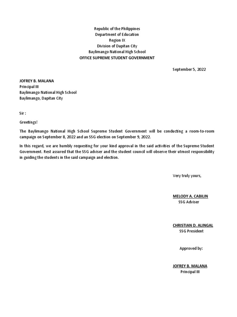 SSG Election Letter | PDF