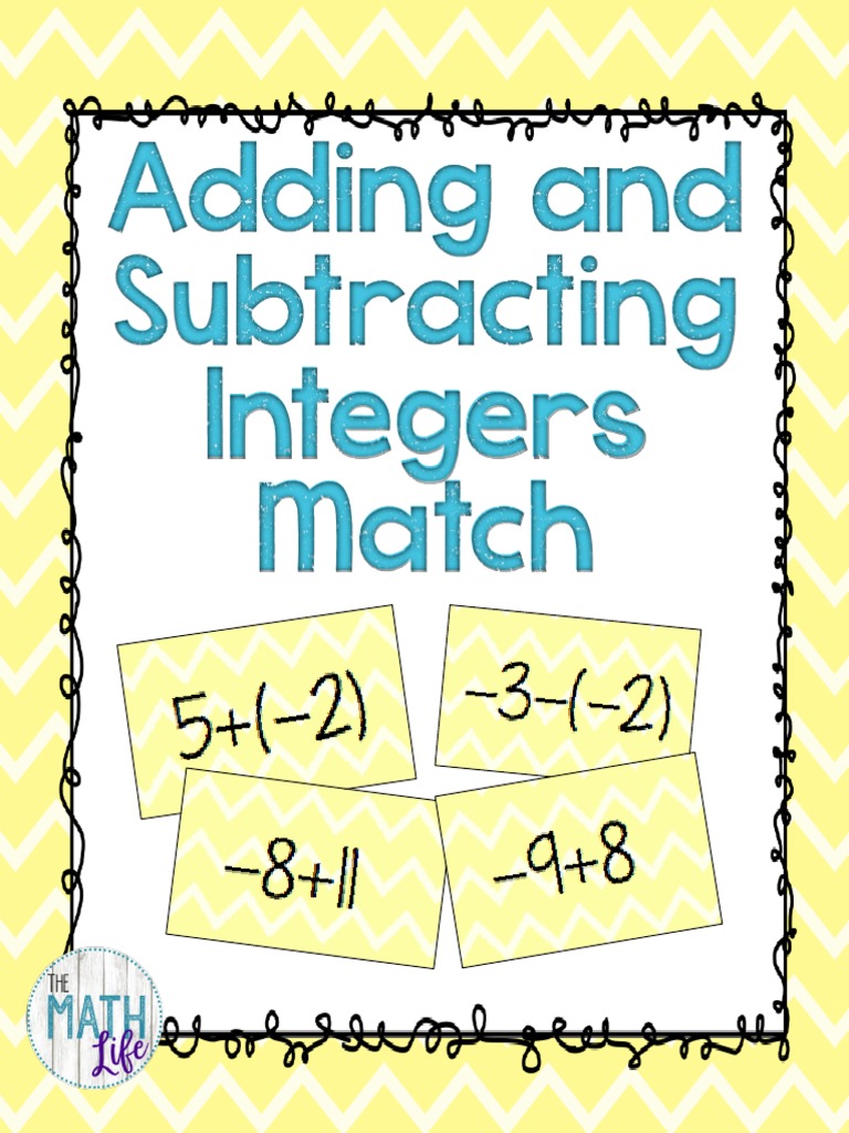 Adding and Subtracting Integers Match | PDF