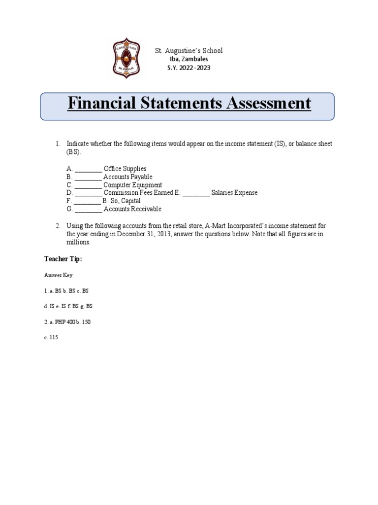 Financial Statements Terms 3rd Quiz | PDF | Balance Sheet | Expense