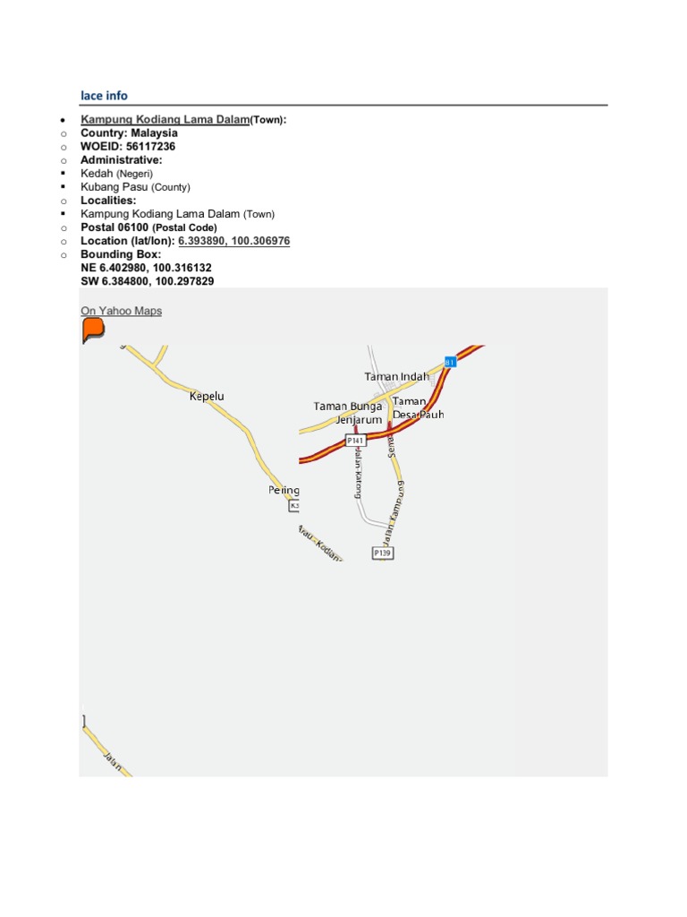 Kampung Kodiang Lama Dalam | PDF