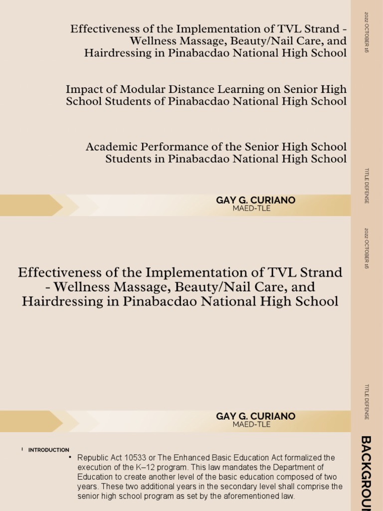 Title Presentation-MAED TLE | PDF | Learning | Distance Education
