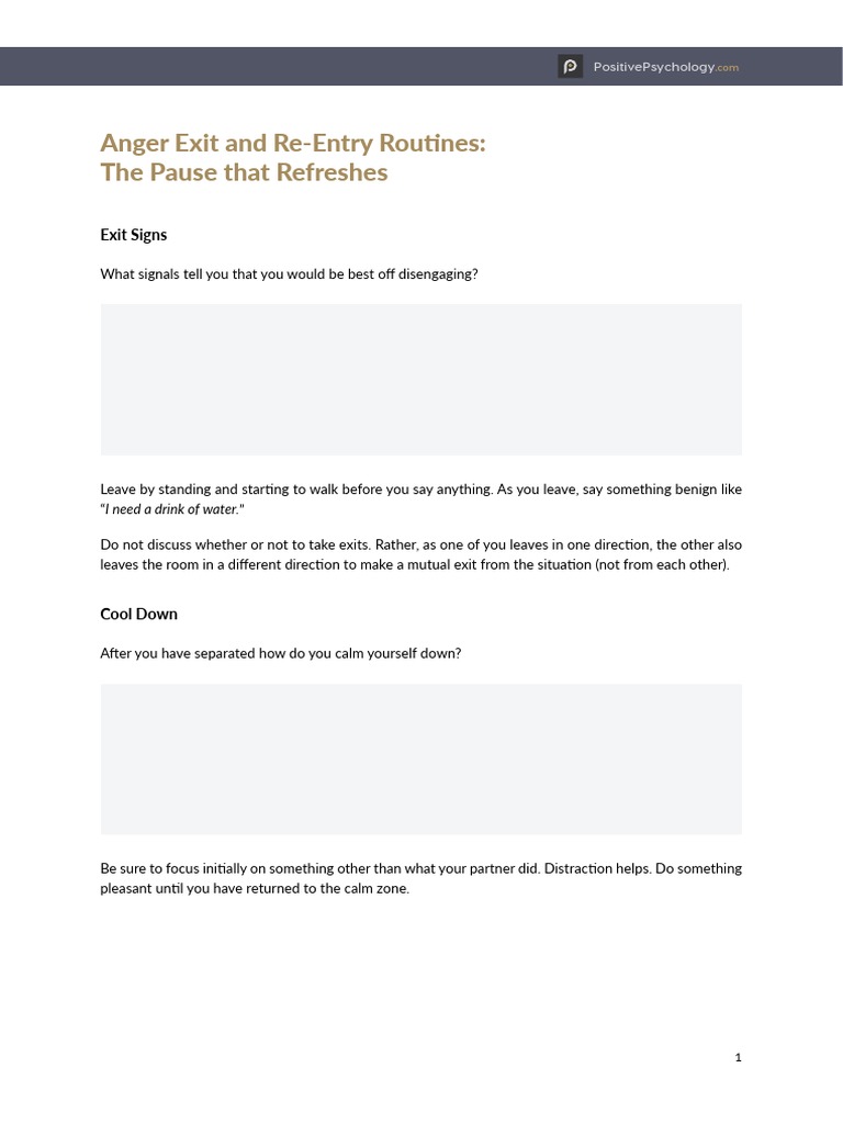 Anger Exit and Re Entry Routines 1 | PDF