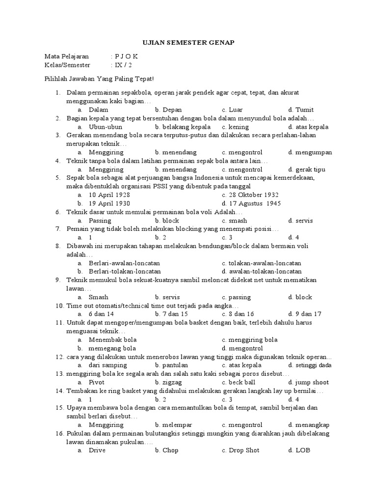 Soal Ujian Semester Genap | PDF