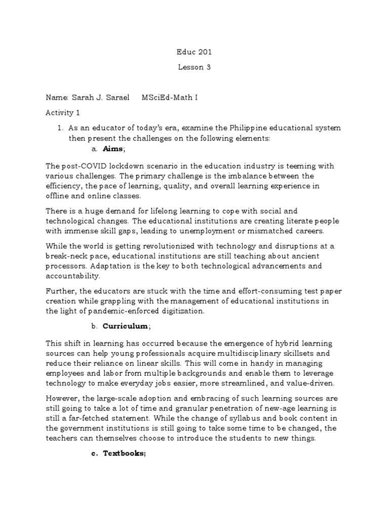 Lesson 3 Activity 1 | PDF | Teaching Method | Teachers