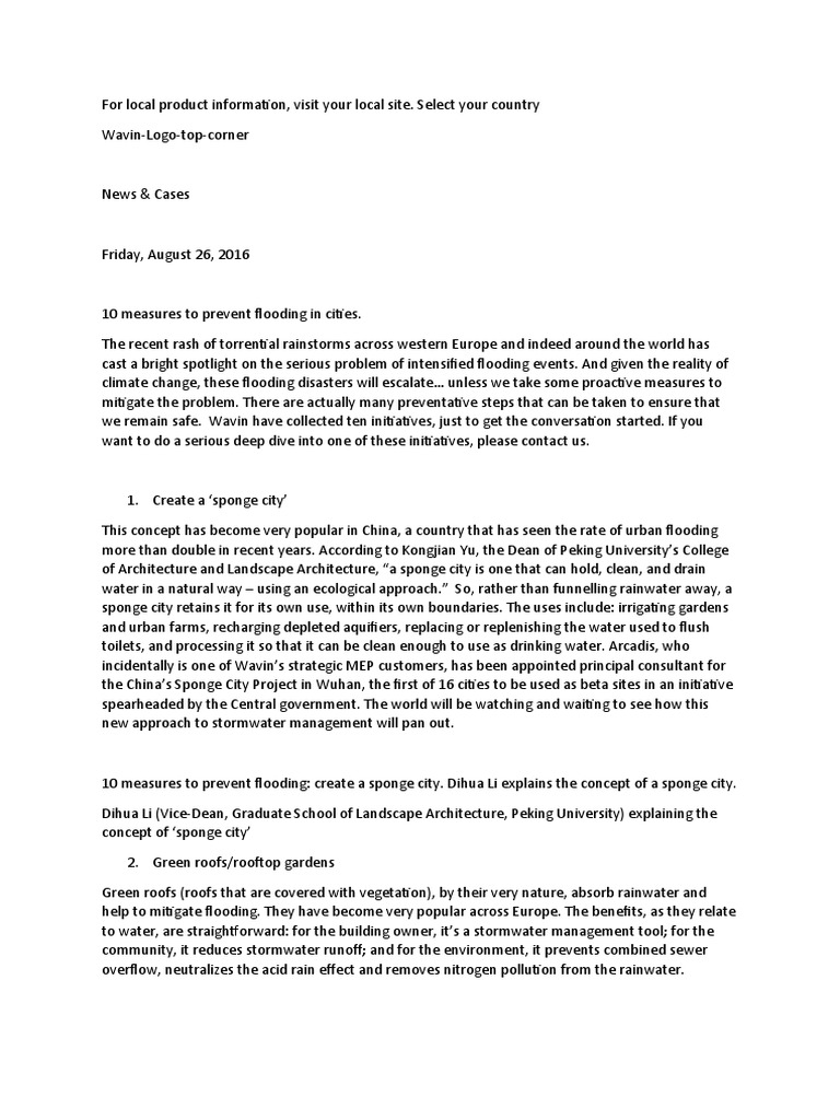 10 measures to prevent flooding: create a sponge city | PDF | Storm ...