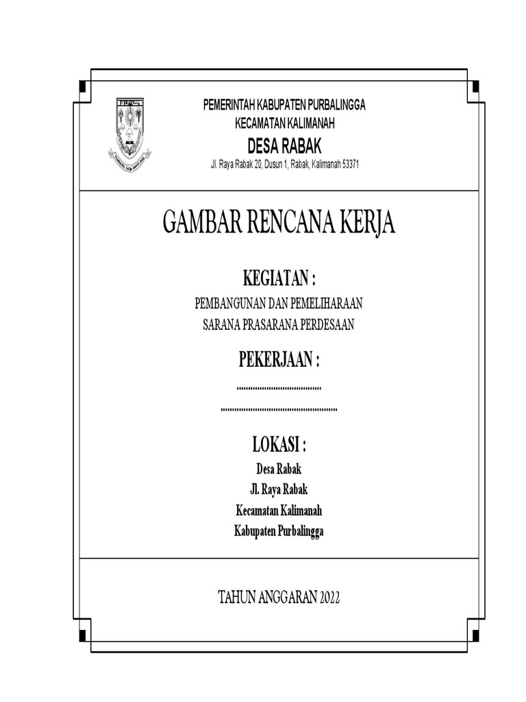 Rencana Kerja Pembangunan Desa Rabak | PDF