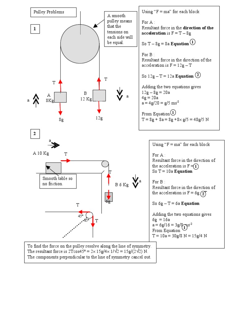 Pulley Problems M1 | PDF | Force | Tension (Physics)