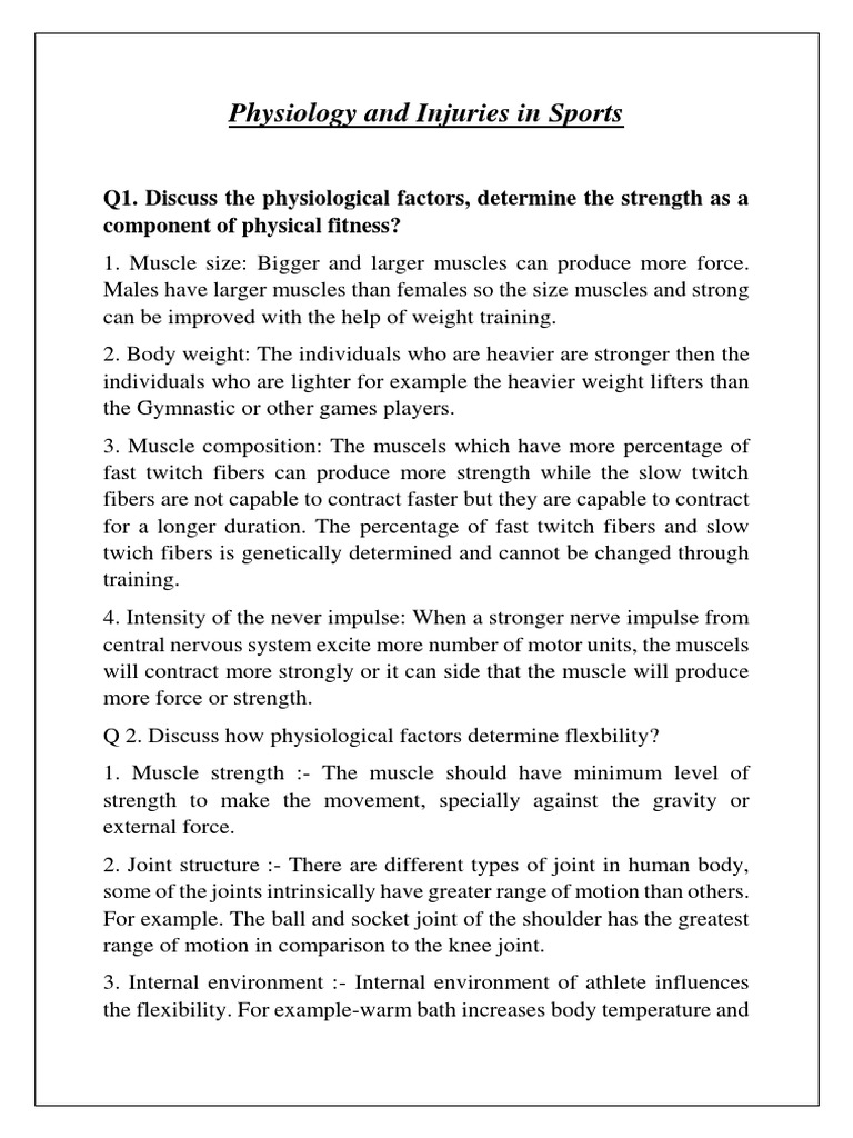 Physiology and Injuries in Sports | PDF | First Aid | Flexibility (Anatomy)