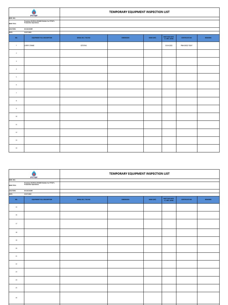 Temporary Equipment Inspection Guide | PDF