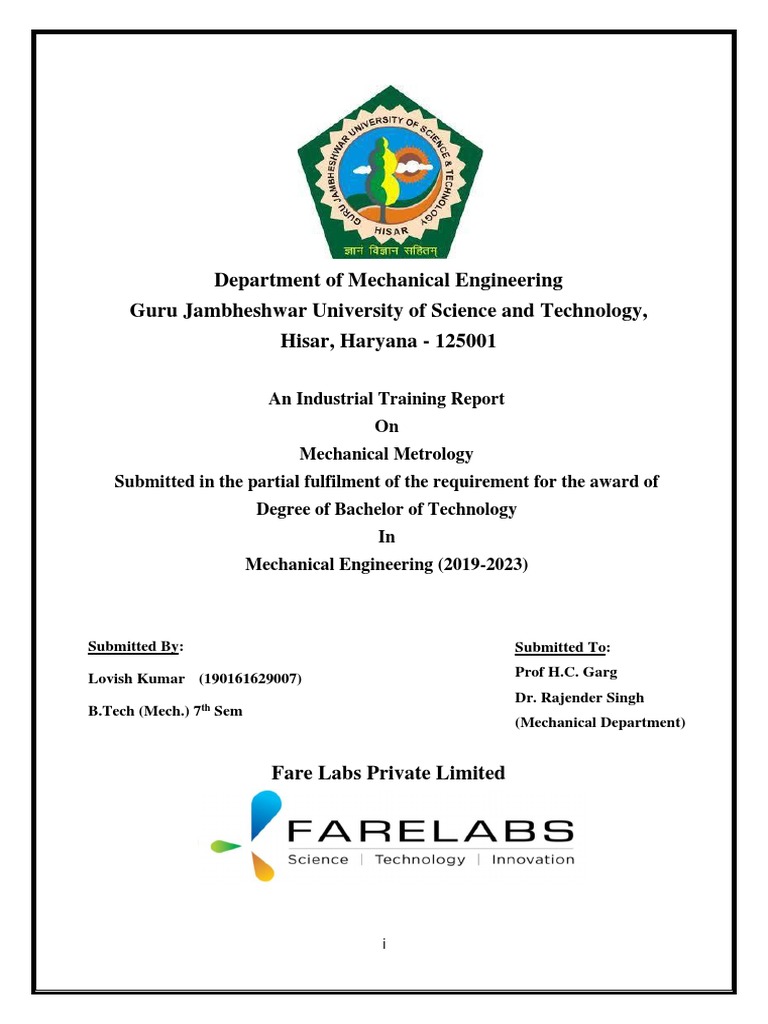 Lovish Kumar (Internship Project Report) | PDF | Calibration | Metrology
