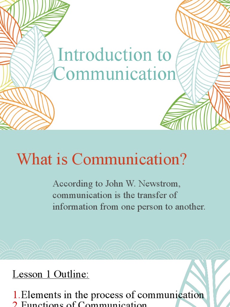 Introduction to Communication Basics | PDF | Communication | Nonverbal ...