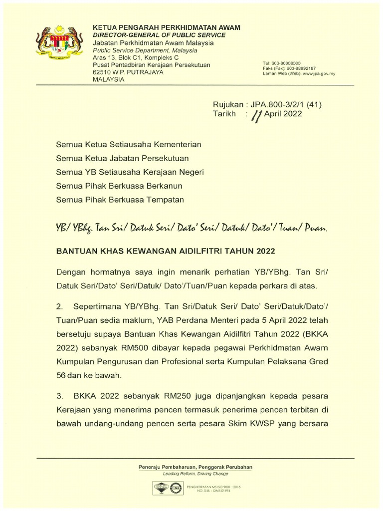 Surat JPA BKKA 2022 | PDF