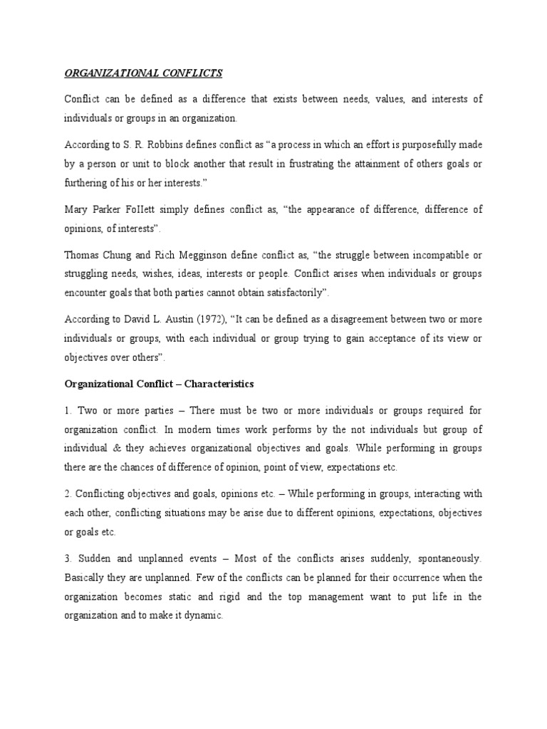 Organizational Conflicts | PDF | Goal | Interpersonal Relationships