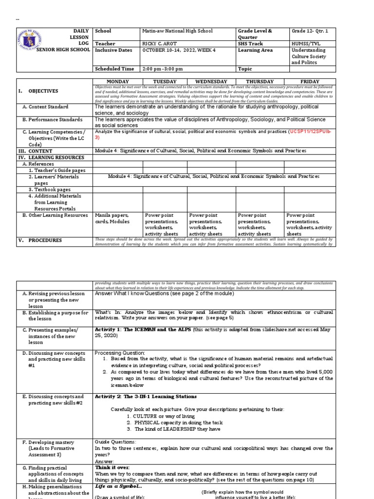 DLL Ucsp Week 4 Q1 | Download Free PDF | Teaching Method | Learning DLL Ucsp Week 4 Q1 | Download Free PDF | Teaching Method | Learning