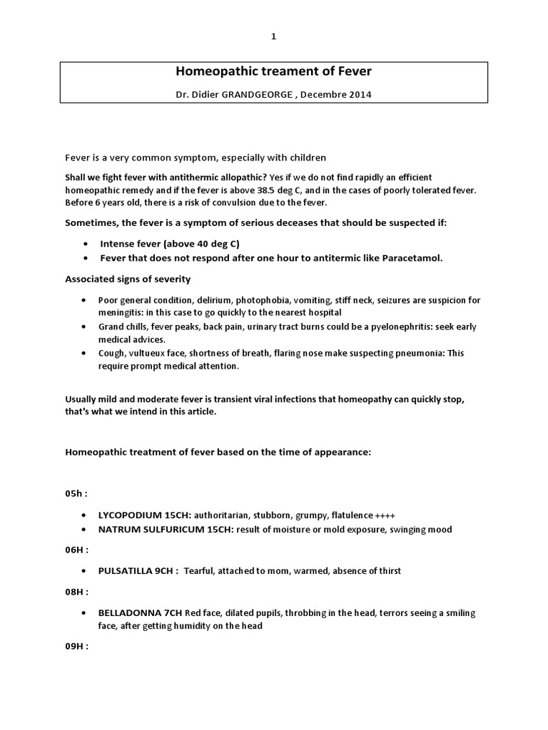 Fever and Homeopathy | PDF