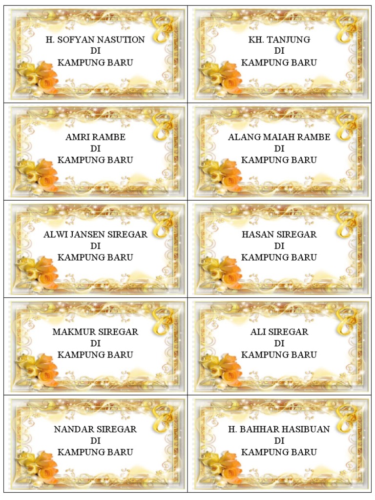 Contoh LABEL UNDANGAN Type 102 | PDF