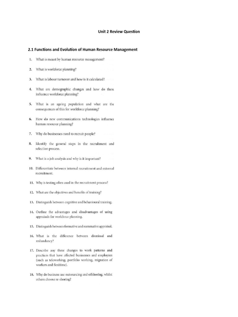 Unit 2 Review Questions | PDF