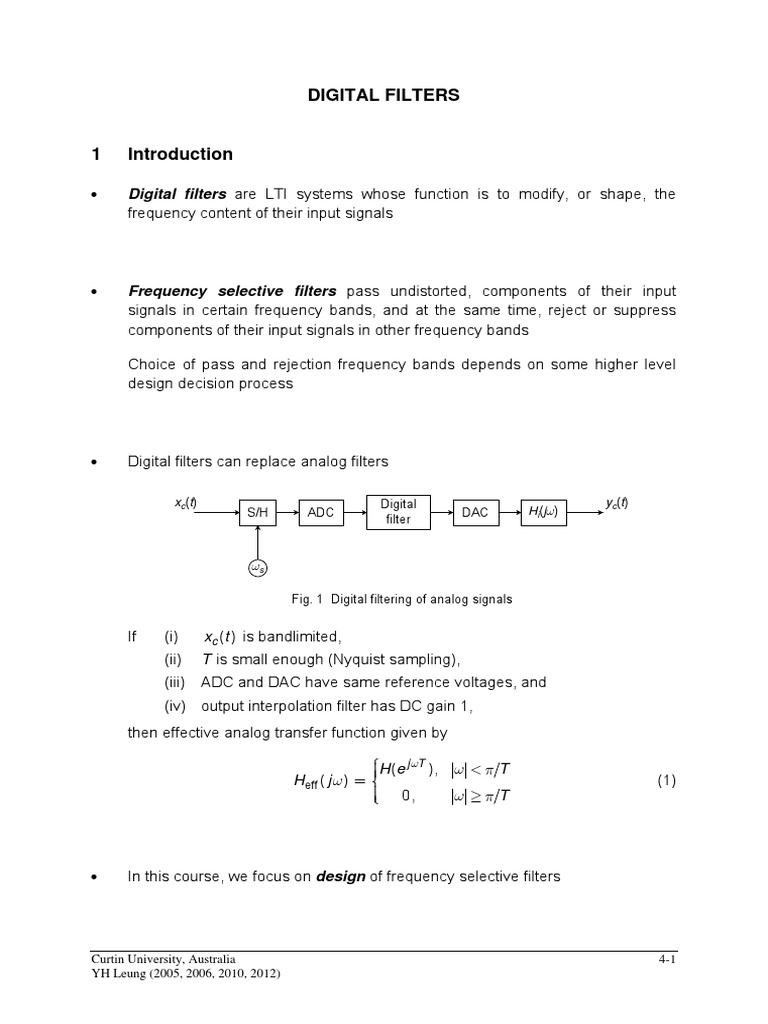 Digital Filters: Design and Analysis | PDF