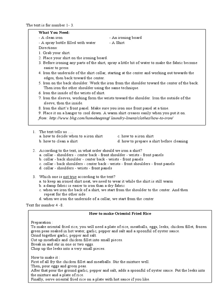 Bahasa Inggris (Task 3 Kelas 9B) | PDF | Shirt | Sauce