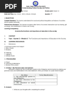 DLP-UCSP Function of Education in The Society | PDF | Cognition | Learning