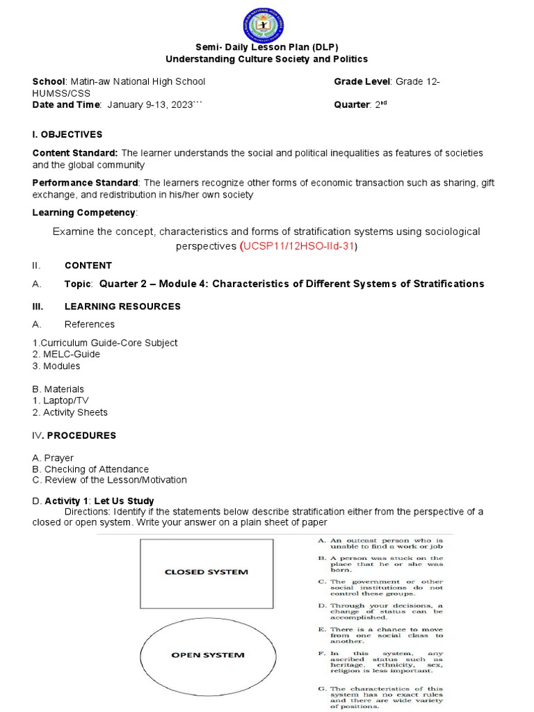 Understanding Social Stratification Systems: An Analysis of Closed and ...
