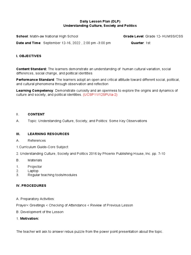 DLP Week 2 Ucsp | PDF | Learning | Teachers