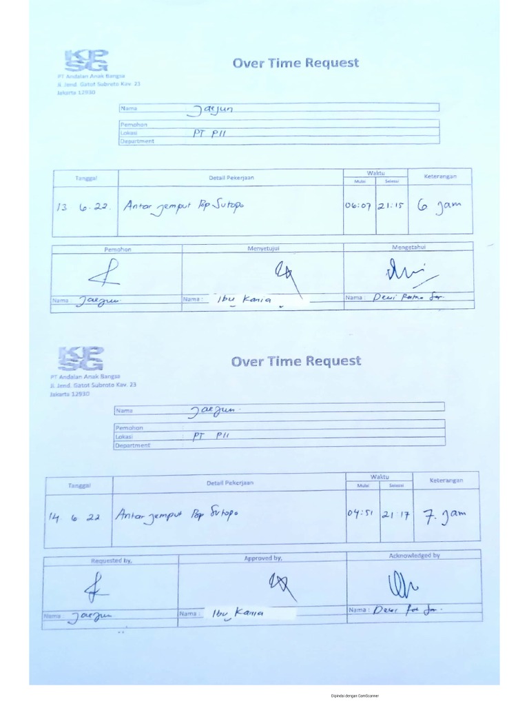 Contoh Surat Perintah Lembur | PDF