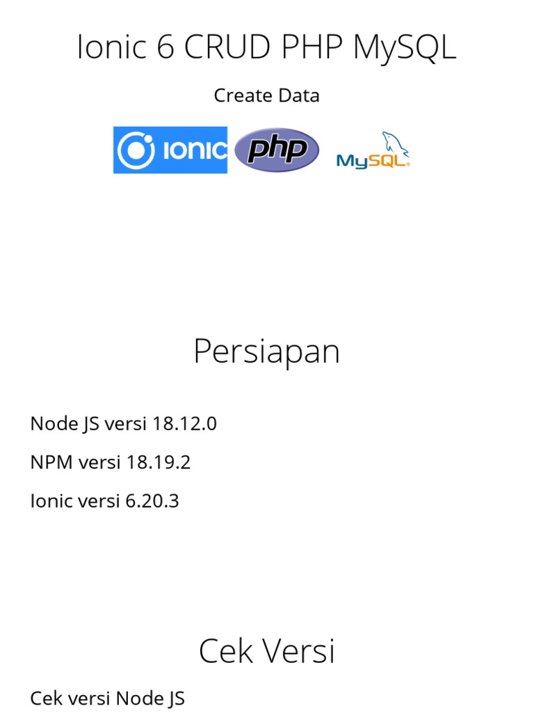 Ionic 6 CRUD PHP MySQL - CREATE | PDF Ionic 6 CRUD PHP MySQL - CREATE | PDF