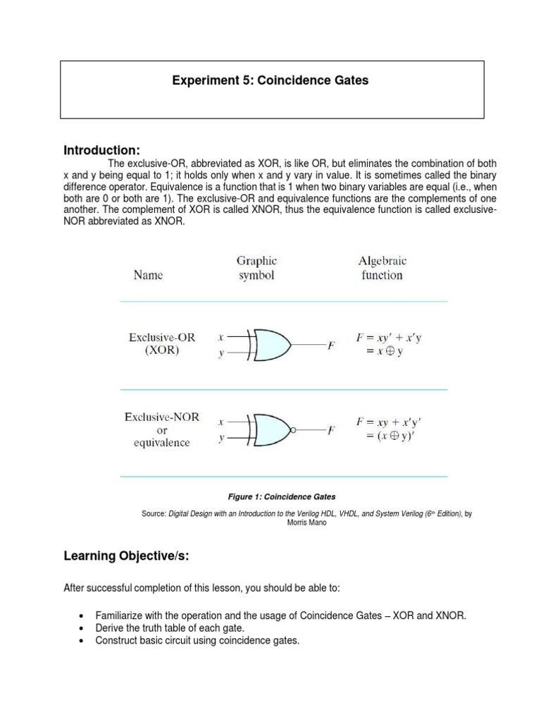 Lab. Activity 5 Coincidence Gates | PDF | Logic Gate | Computer Engineering