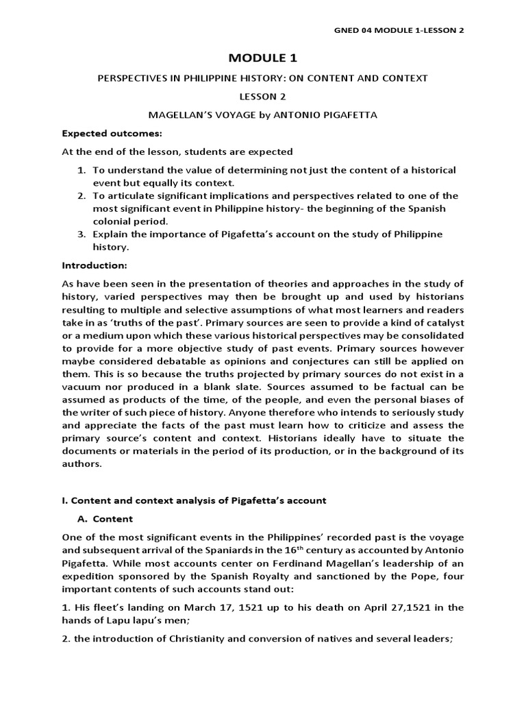 Analyzing Pigafetta's Account of Magellan | PDF