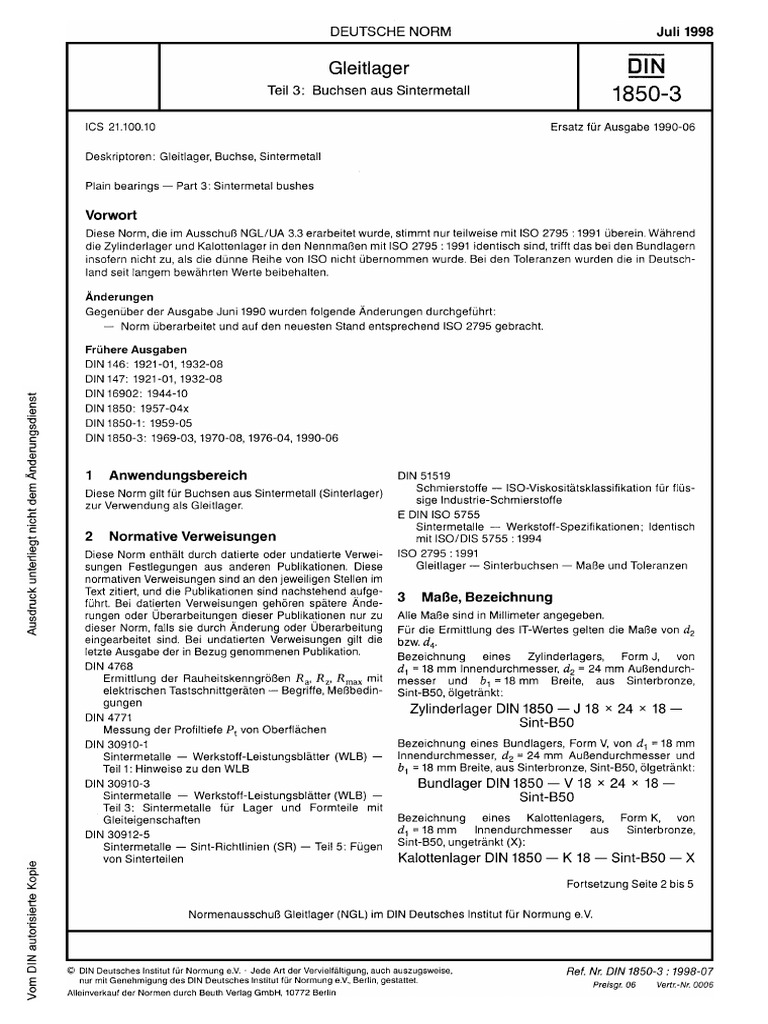 Buchsen DIN 1850-3 (07 - 1998) | PDF