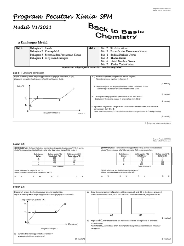 Modul Pecutan Kimia SPM 2021 | PDF | Atoms | Sodium