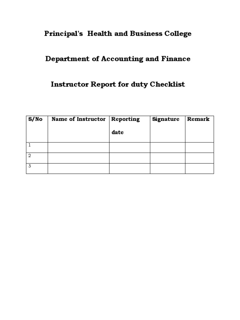 Instructor Checklist | PDF