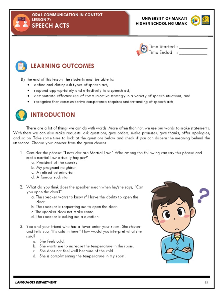 Module 7 (Speech Acts) | PDF