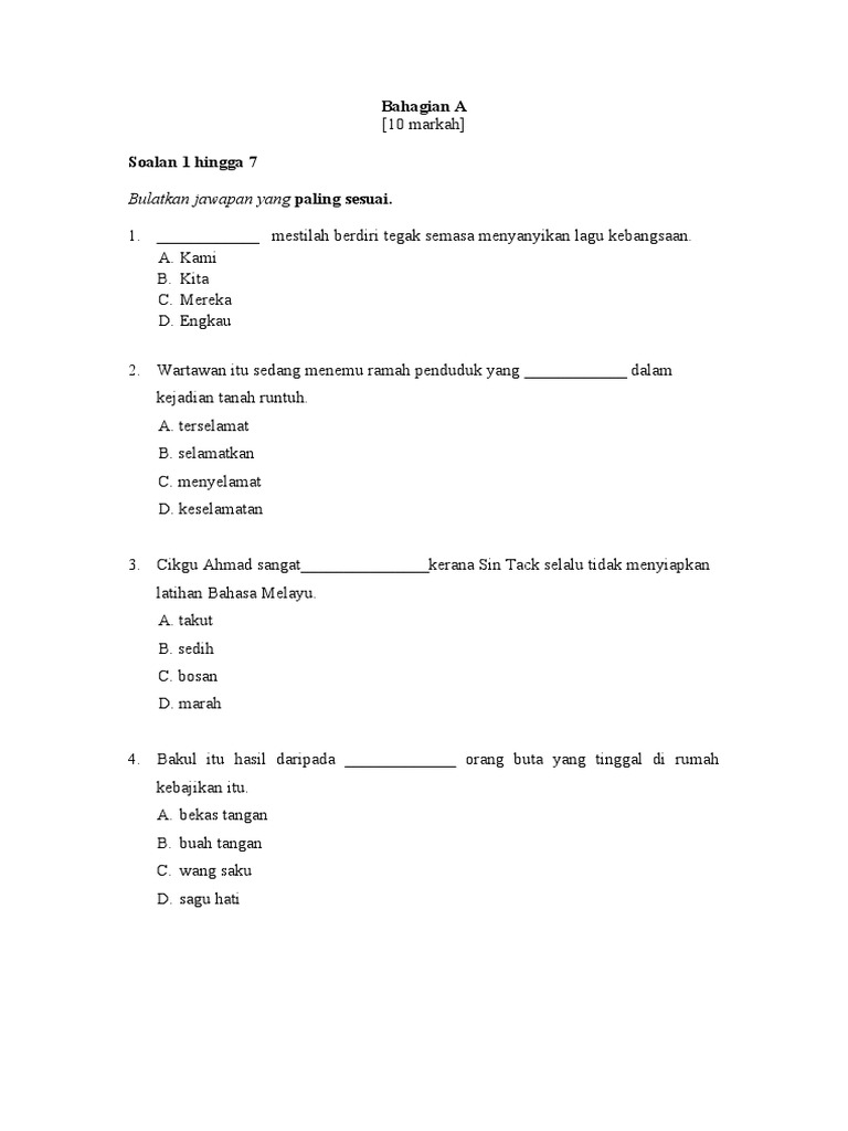 Peperiksaan Bahasa Melayu Peralihan | PDF