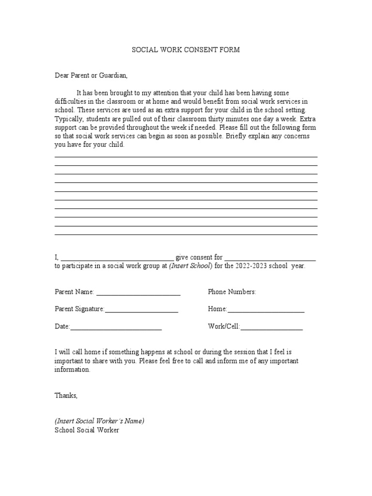 Social Work Consent Form | PDF