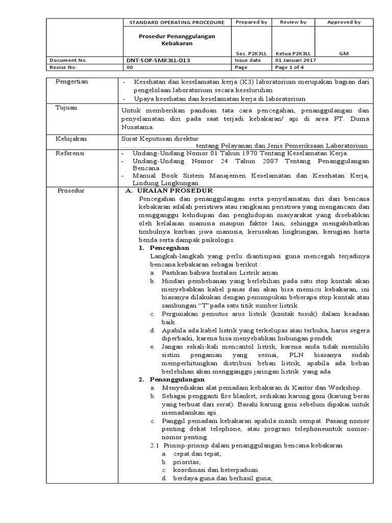 Sop Penanganan Kebakaran | PDF
