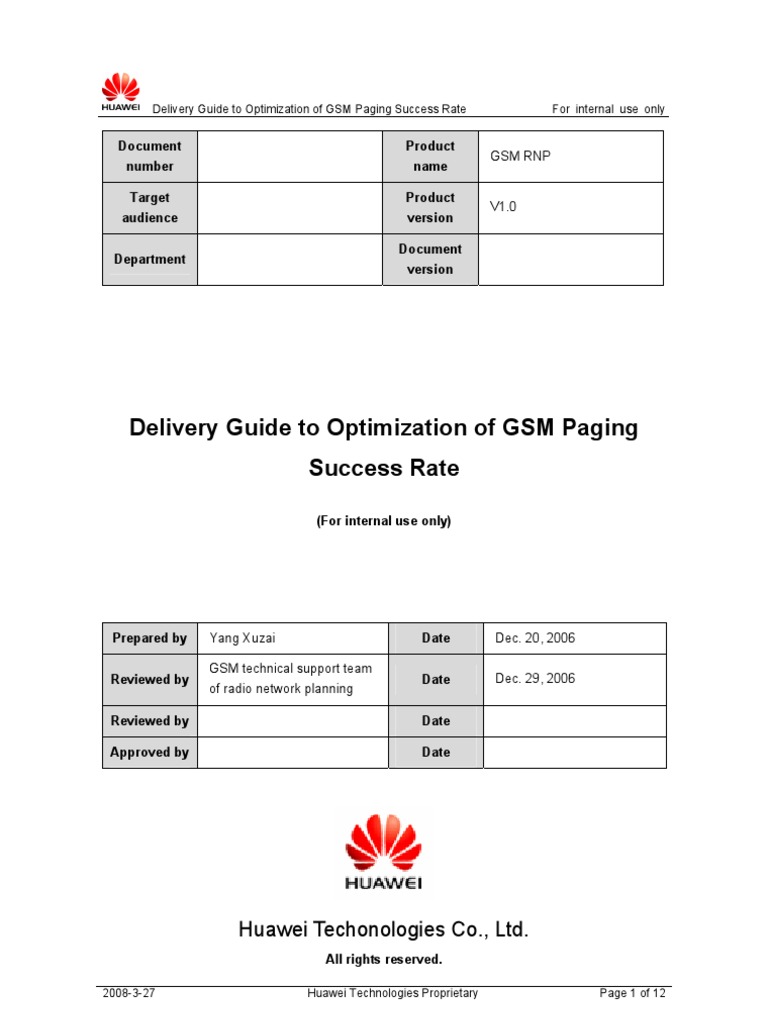 G-GSM Paging Success Rate Optimization Delivery Guide - 20070902-A-1.0 ...
