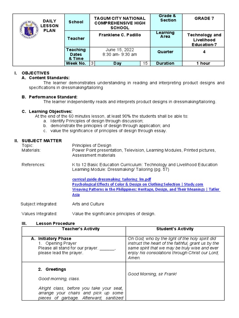 DLP - Principles of Design | PDF | Learning | Curriculum
