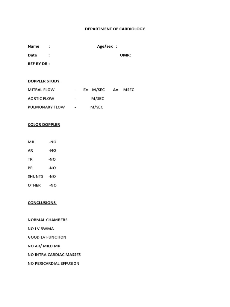 Cardiology Doppler Study Results | PDF