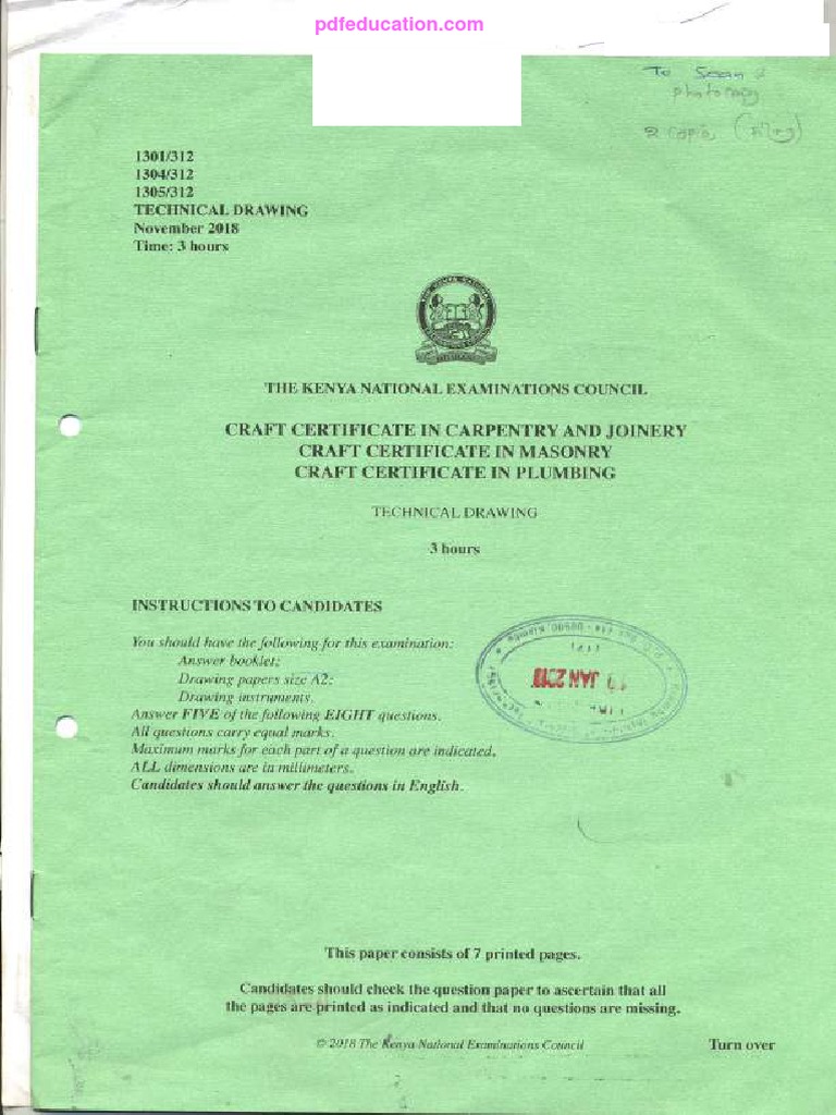 Technical-Drawing-KNEC-Past-Exam-Papers-Nov-2018 | PDF