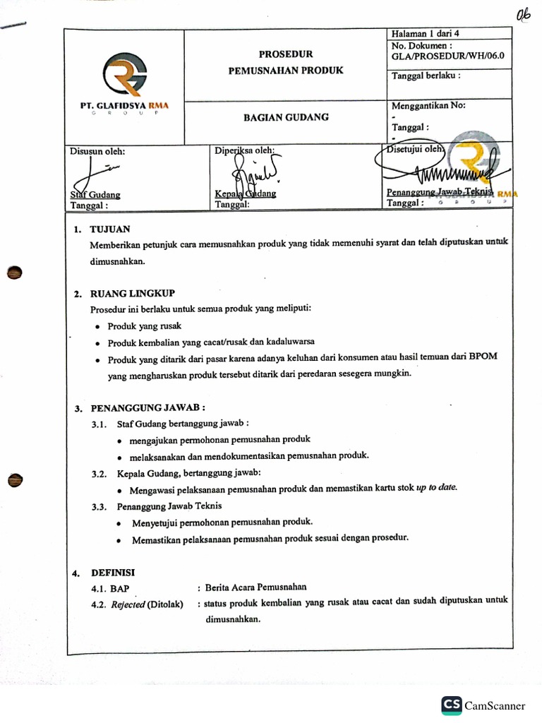 SOP Pemusnahan Produk | PDF