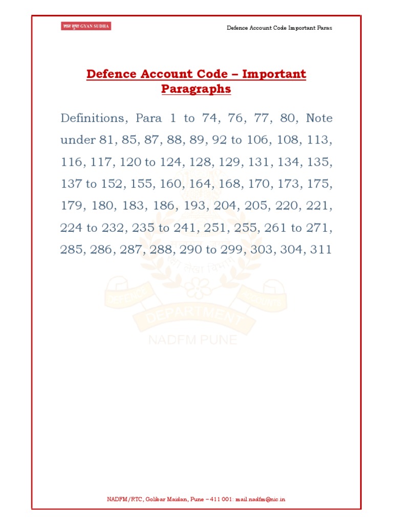 Defence Account Code Important Paras | PDF