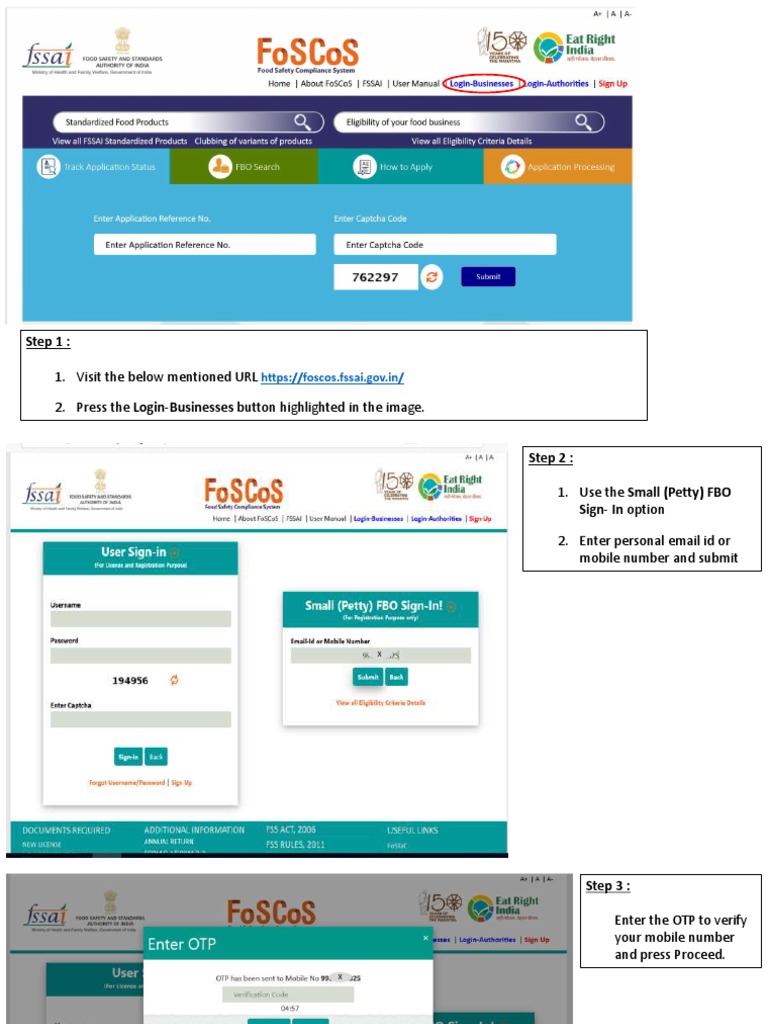FSSAI registration steps for small FBO | PDF | Payments