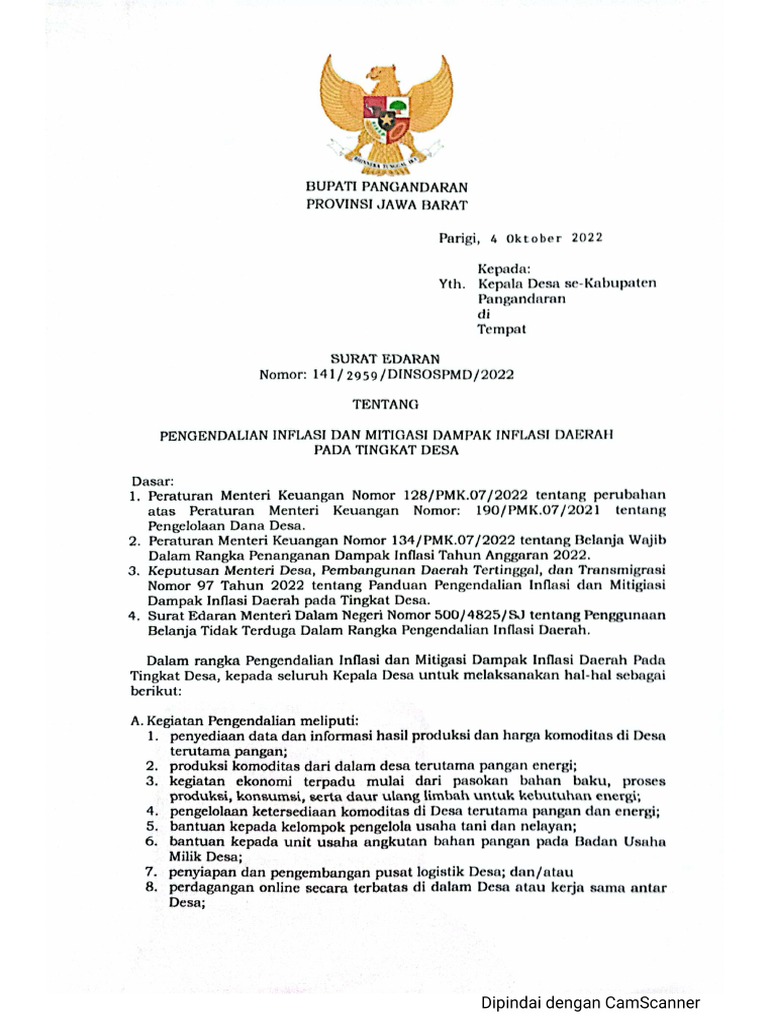 Pengendalian Inflasi Dan Mitigasi Inflasi Daerah Pada Tingkat Desa | PDF
