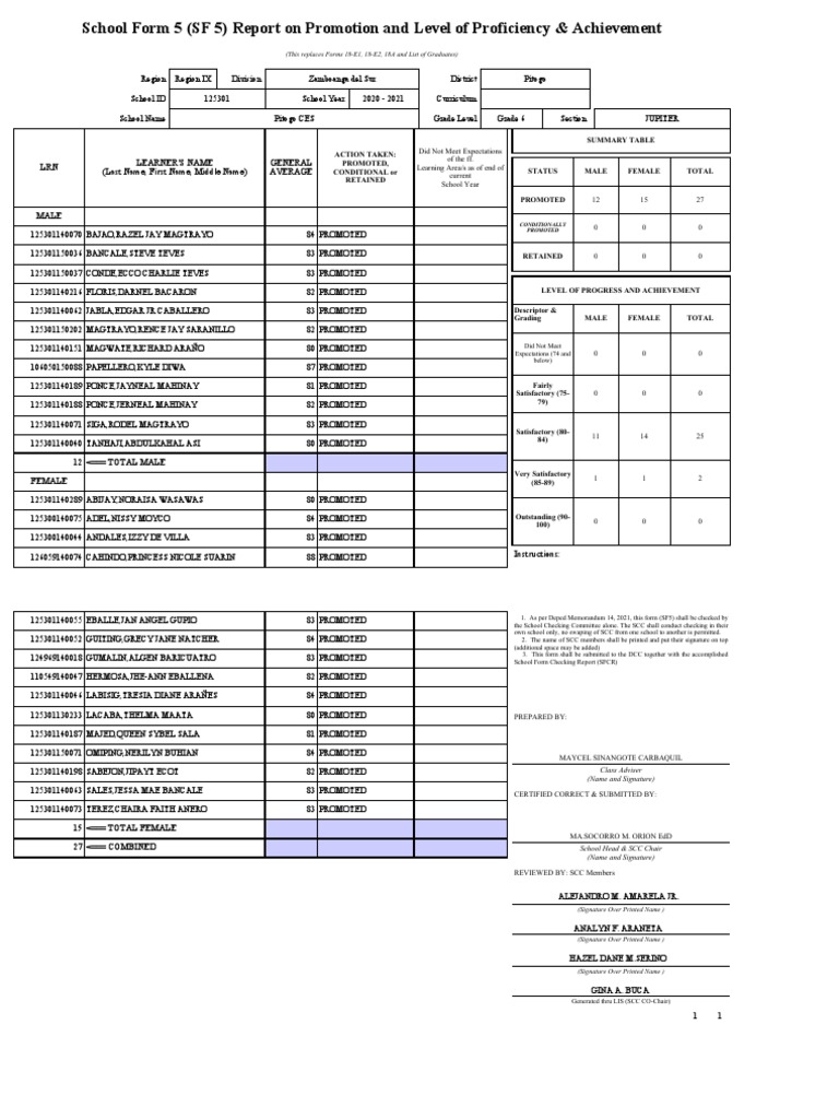 SF5 - 2020 - Grade 6 - JUPITER | PDF
