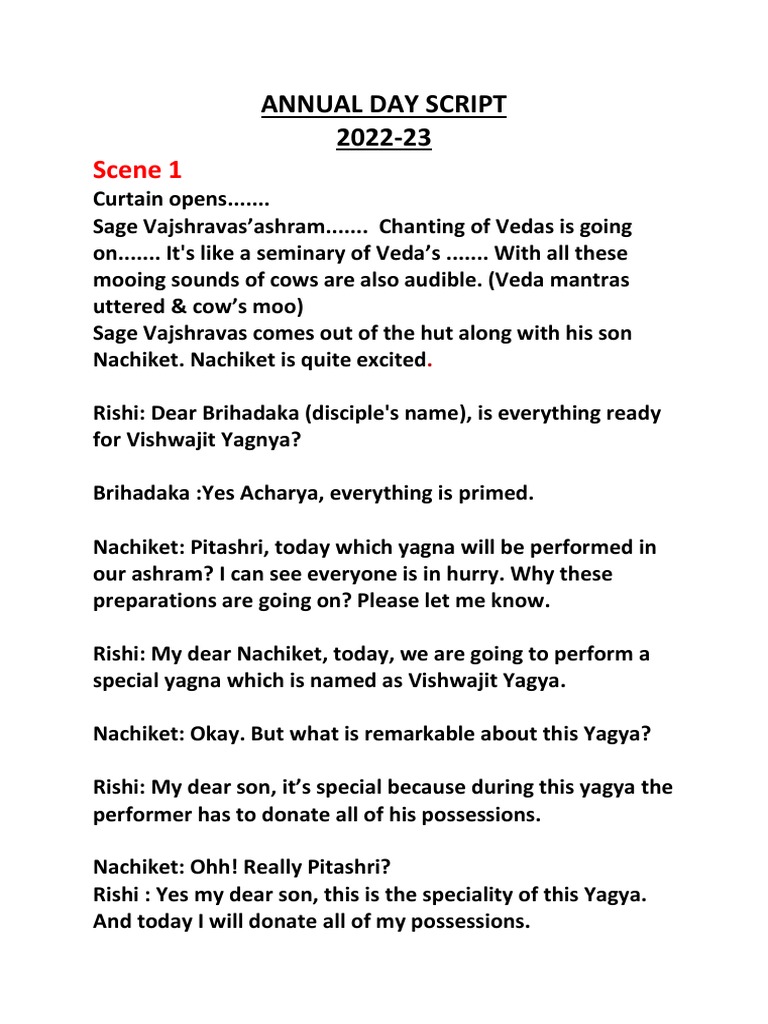 Annual Day Script 2022-23 | PDF | Grandparent | Brahman