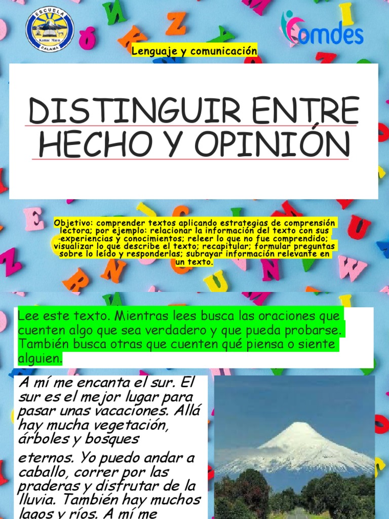 4to Lenguaje - Distinguir Entre Hecho y Opinión | PDF | Azul